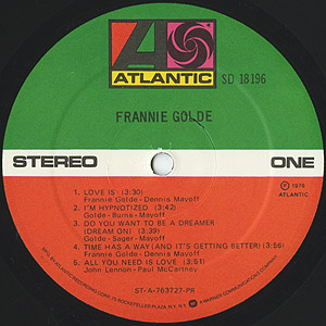 Frannie Golde / Frannie Golde (LP) / Atlantic 1976 USオリジナル盤 EX-/EX ph ...