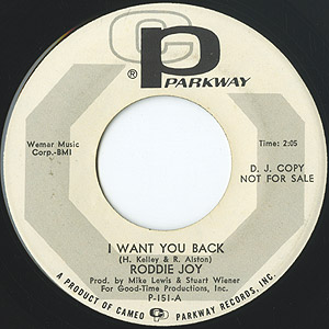 Roddie Joy / I Want You Back/Let's Start All Over(7inch) / Parkway US ...