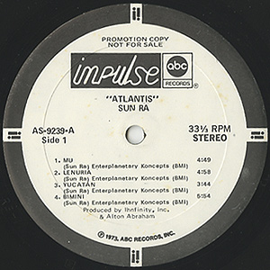 Sun Ra / Atlantis(Promo LP) / Impulse/ABC 1972 US盤 EX-/EX | Groovenut ...
