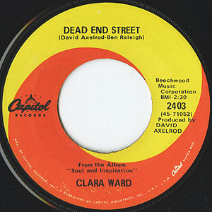 Clara Ward / Dead End Street (7inch) / Capitol 1969 USオリジナル盤 VG+ | Northern Soul | Groovenut ...