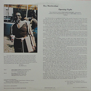 Roy Meriwether / Opening Night(LP) / Gemini 1987 | EX-/EX- | Groovenut ...