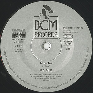 MC Duke / Miracles(12inch) / BCM 1988 西ドイツオリジナル盤 EX-/VG+ | Groovenut ...