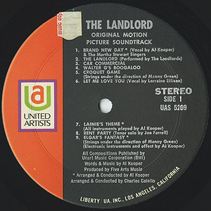 O.S.T.(Al Kooper) / The Landlord (LP) / United Artists USオリジナル盤 VG+/EX ...