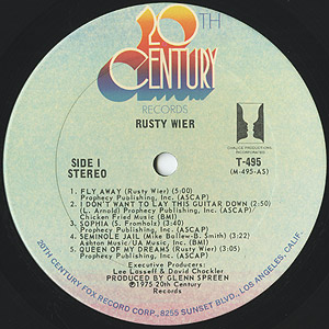 Rusty Wier / Rusty Wier (LP) / 20th Century 1975 USオリジナル盤 EX-/EX ...