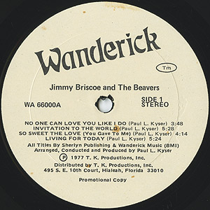 Jimmy Briscoe & The Beavers / S.T.(LP) / Wanderick 1977 USオリジナル盤 EX-/EX ...