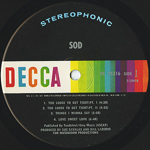 SOD / S.T.(LP) / Decca USオリジナル盤 EX-/EX- | Groovenut Records SOUL JAZZ ...