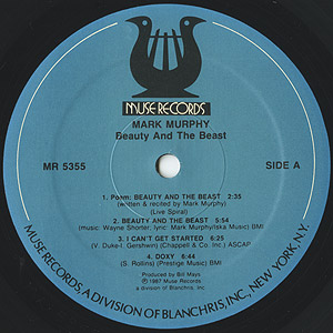 Mark Murphy / Beauty and The Beast (LP) / Muse 1987 USオリジナル盤 EX/EX- | Jazz Vocal | Groovenut ...