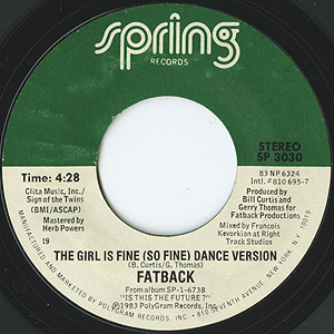 Fatback Band / The Girl Is Fine (So Fine) (7inch) / Spring 1983 USオリジナル ...
