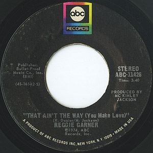 Reggie Garner / Half A Cup (7inch) / ABC 1974 USオリジナル盤 VG+/EX ...