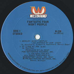 Fantastic Four / Night People (LP) / Westbound 1976 USオリジナル盤 VG+/EX- cc ...