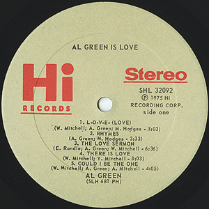 Al Green / Al Green Is Love(LP) / Hi 1975 USオリジナル盤 NM/EX- | Groovenut ...