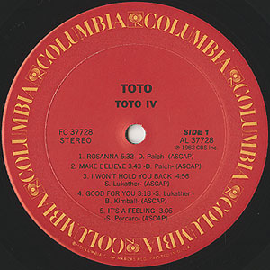 Toto / Toto IV(LP) / Columbia 1982 USオリジナル盤 EX-/EX | Groovenut Records SOUL JAZZ FUNK 45 DISCO ...