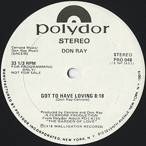 Don Ray / Got To Have Loving(Promo12inch) / Polydor 1978 USオリジナル VG+/EX ...