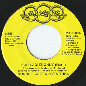 Ronnie Gee & G String / For Ladies Only(7inch) / Marquee USオリジナル盤 VG+ ...