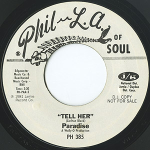 Paradise / Tell Her (Promo7inch) / Phil-L.A. Of Soul 1981 USオリジナル盤 EX ...