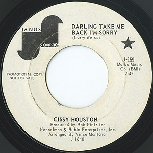 Cissy Houston / Darling Take Me Back I'm Sorry (7inch) / Janus 1972 US ...