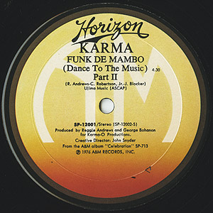 Karma / Funk De Mambo(Dance To The Music)(12inch) / Horizon 1976 US ...